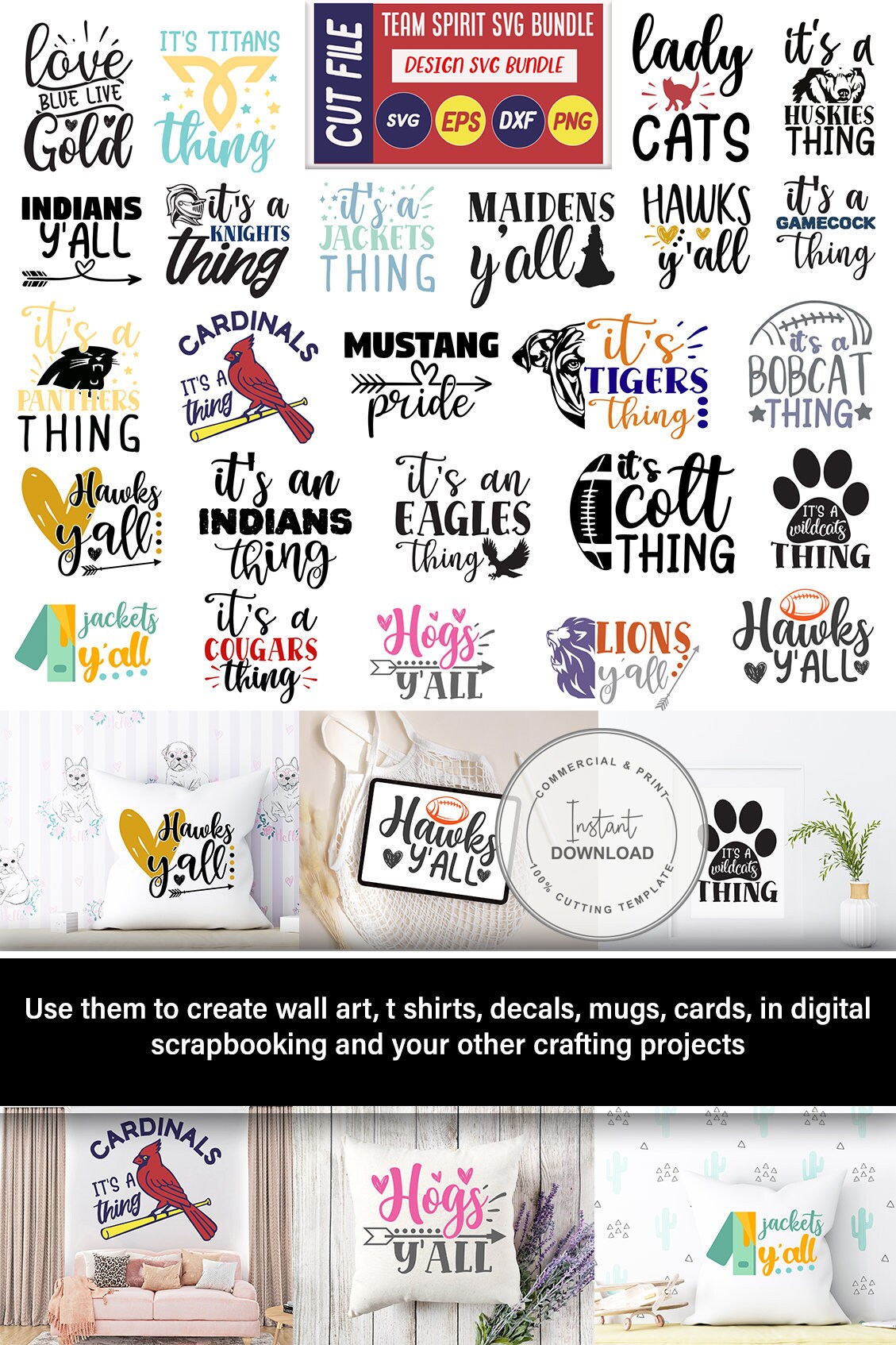 Team Spirit SVG Bundle Team Spirit School Soccer Basketball | Etsy