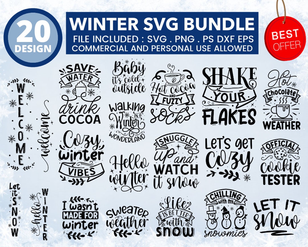 Winter SVG Bundle, Winter SVG, Winter Quote Svg, Hello Winter, Welcome ...