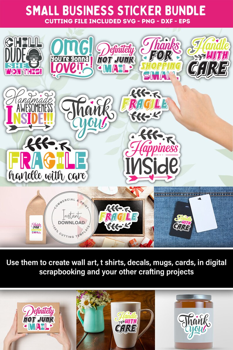 Small Business Stickers SVG Bundle Printable Stickers Made | Etsy