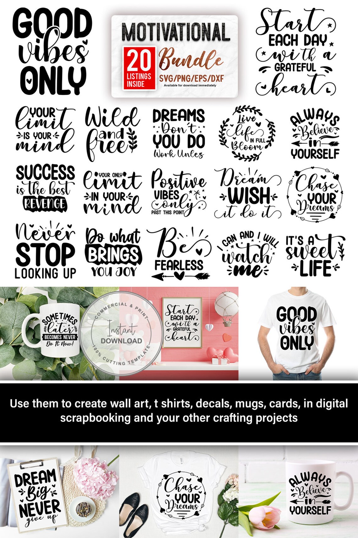 Motivational SVG Bundle Inspirational Quotes Svg - Etsy