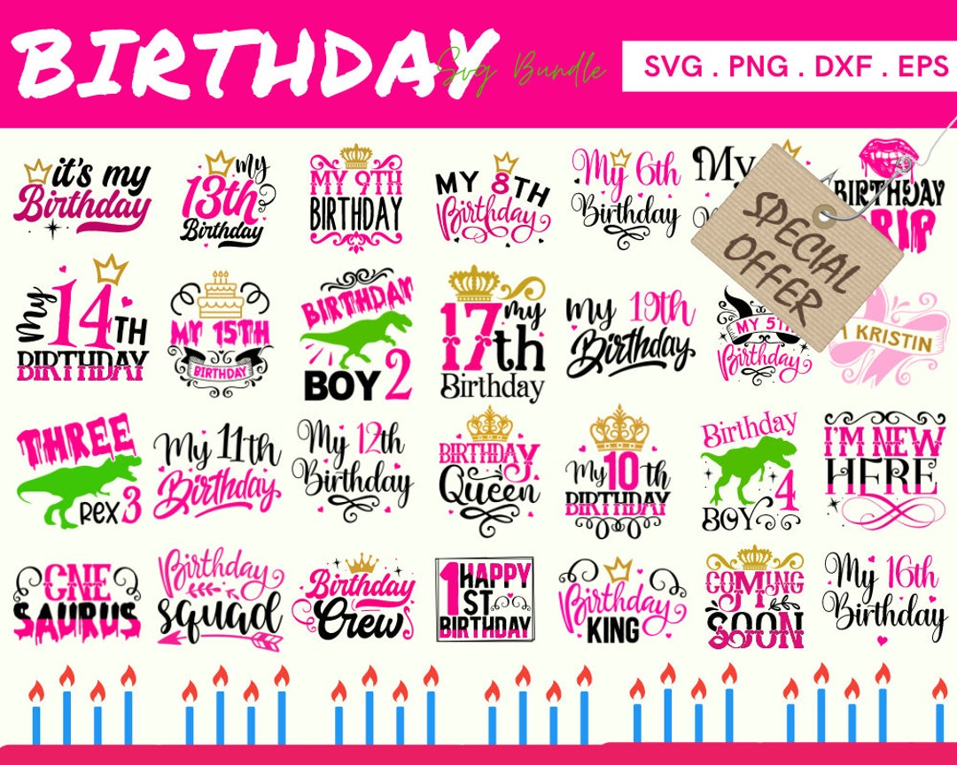 Birthday Svg Bundle Birthday Party SVG Happy Birthday SVG - Etsy Australia
