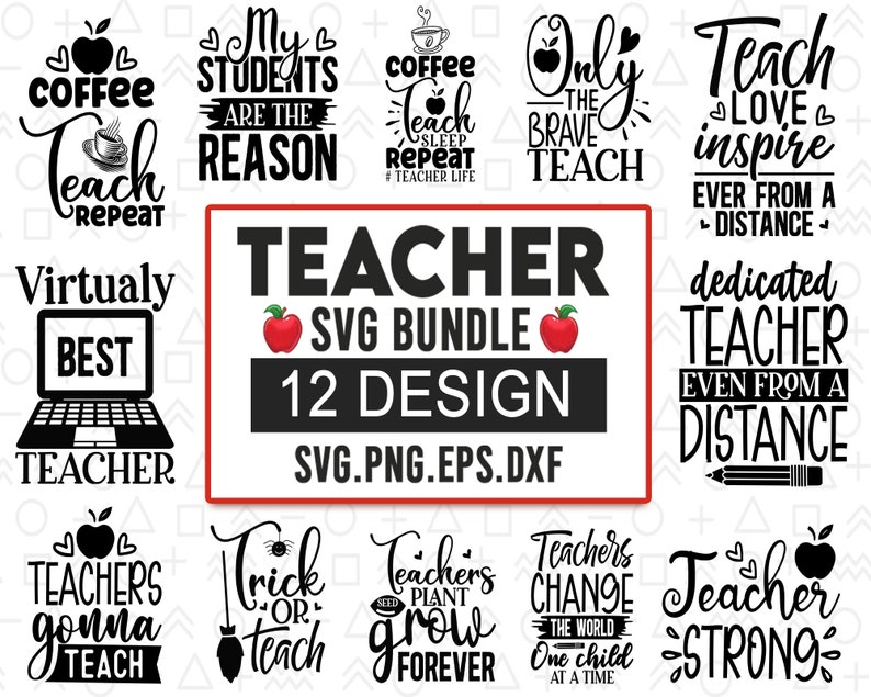 Teacher Svg Bundle Teacher Cut Files Teacher Life Svg Etsy