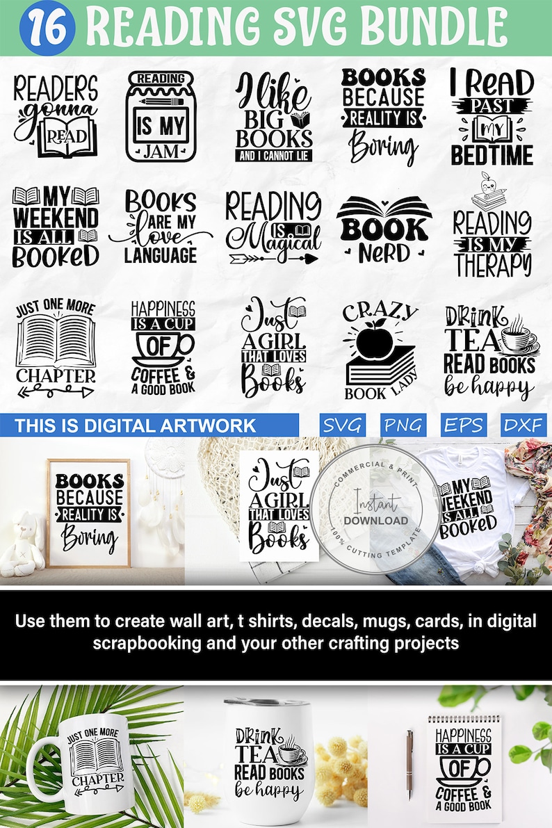 Reading Svg Bundle Bookish Quotes Svg Reading Svg Books - Etsy