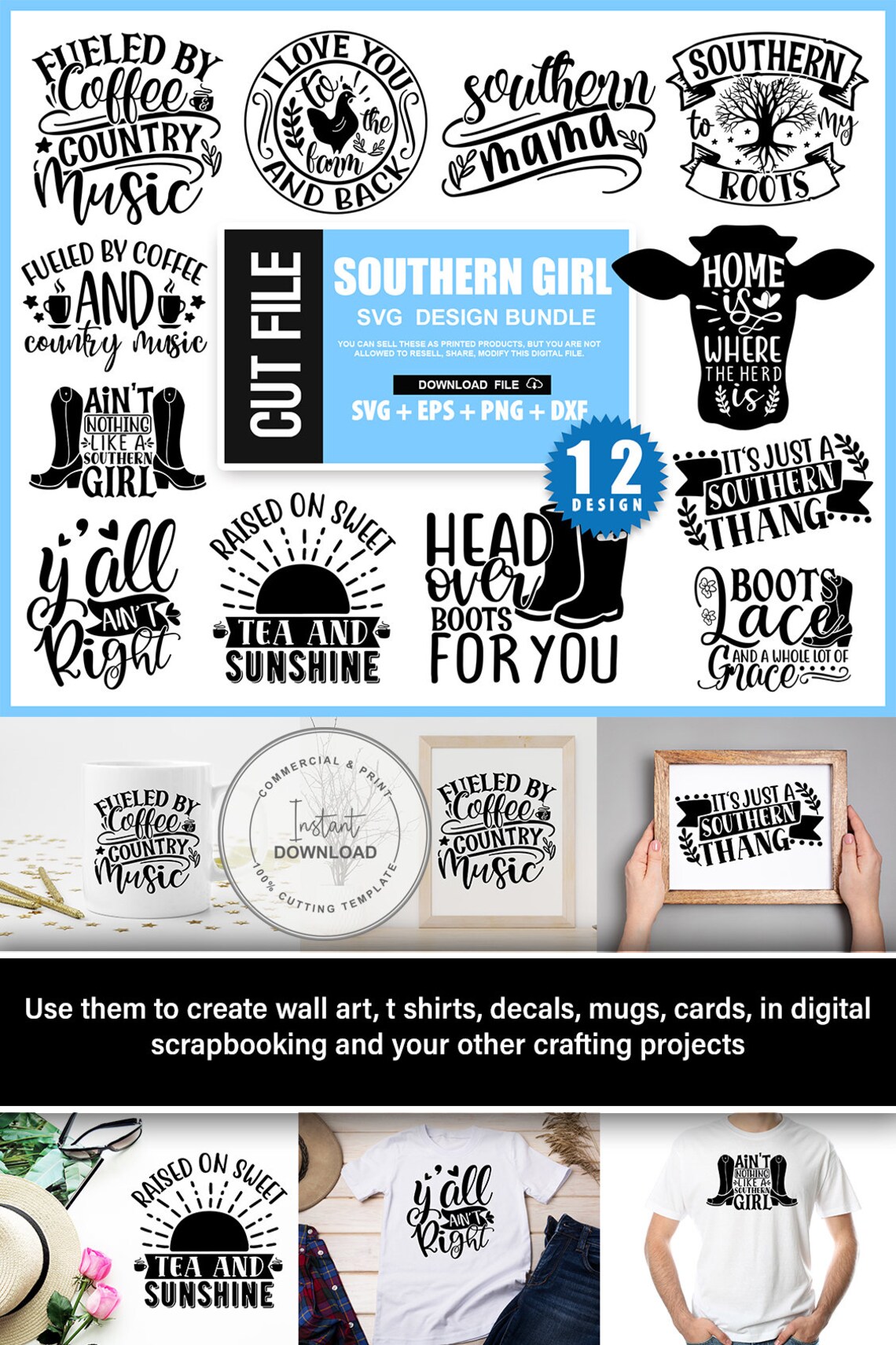 Southern Girl SVG Bundle Southern Farm Girl Girl Quote Svg | Etsy