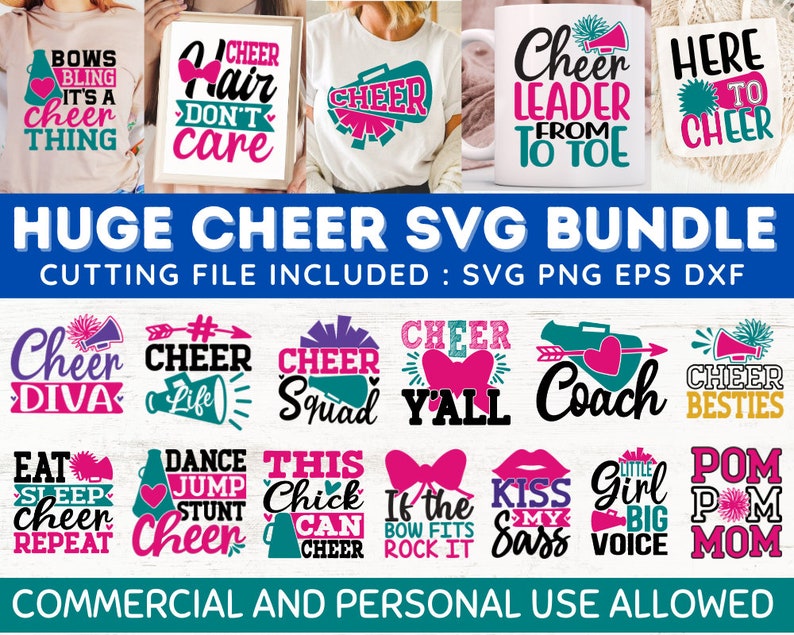Cheer SVG Bundle Cheerleader Girls Svg Pom Poms Girl Team - Etsy