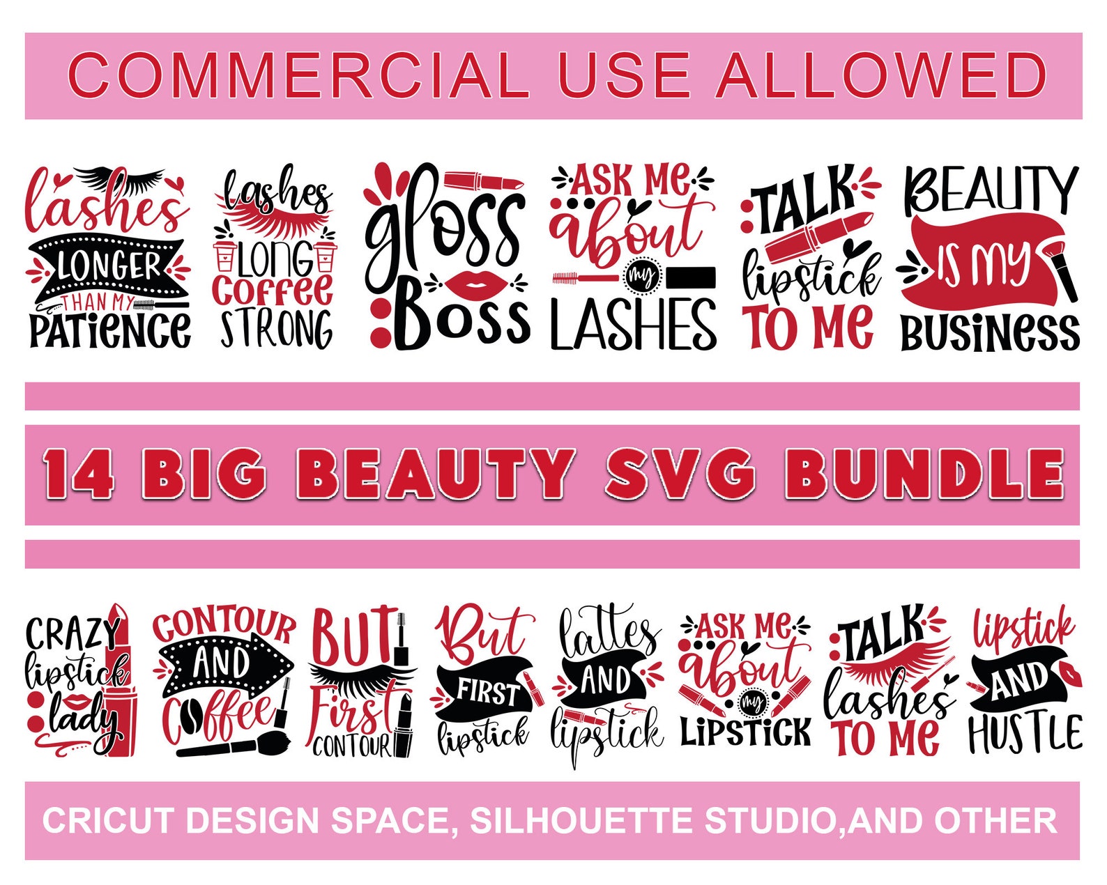 Big Beauty SVG Bundle Glamour Quote Svg Makeup Svg Mascara | Etsy