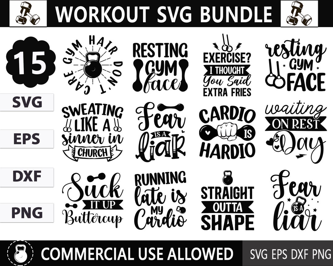 Workout Svg Bundle, Workout Motivation Svg, Gym Funny Quote, Gym ...