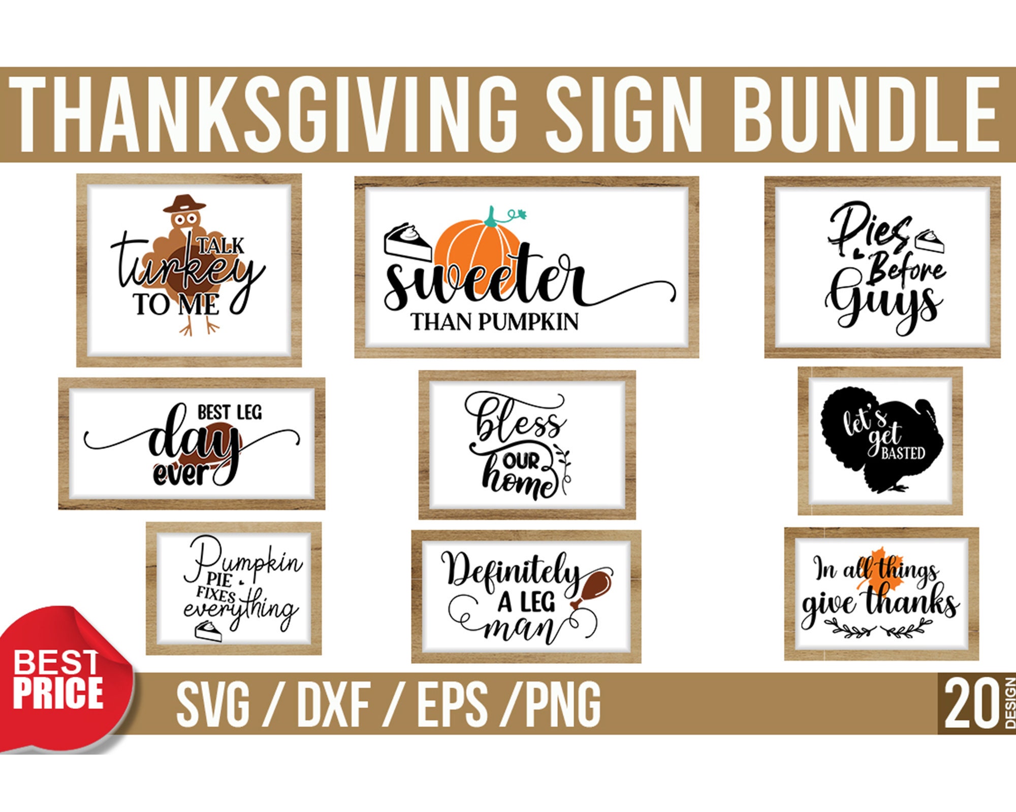 Thanksgiving Sign SVG Bundle Thanksgiving Svg Thankful Svg - Etsy
