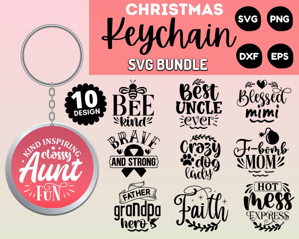 Keychain SVG Bundle Keychain Pattern Svg Round Keychain Svg | Etsy