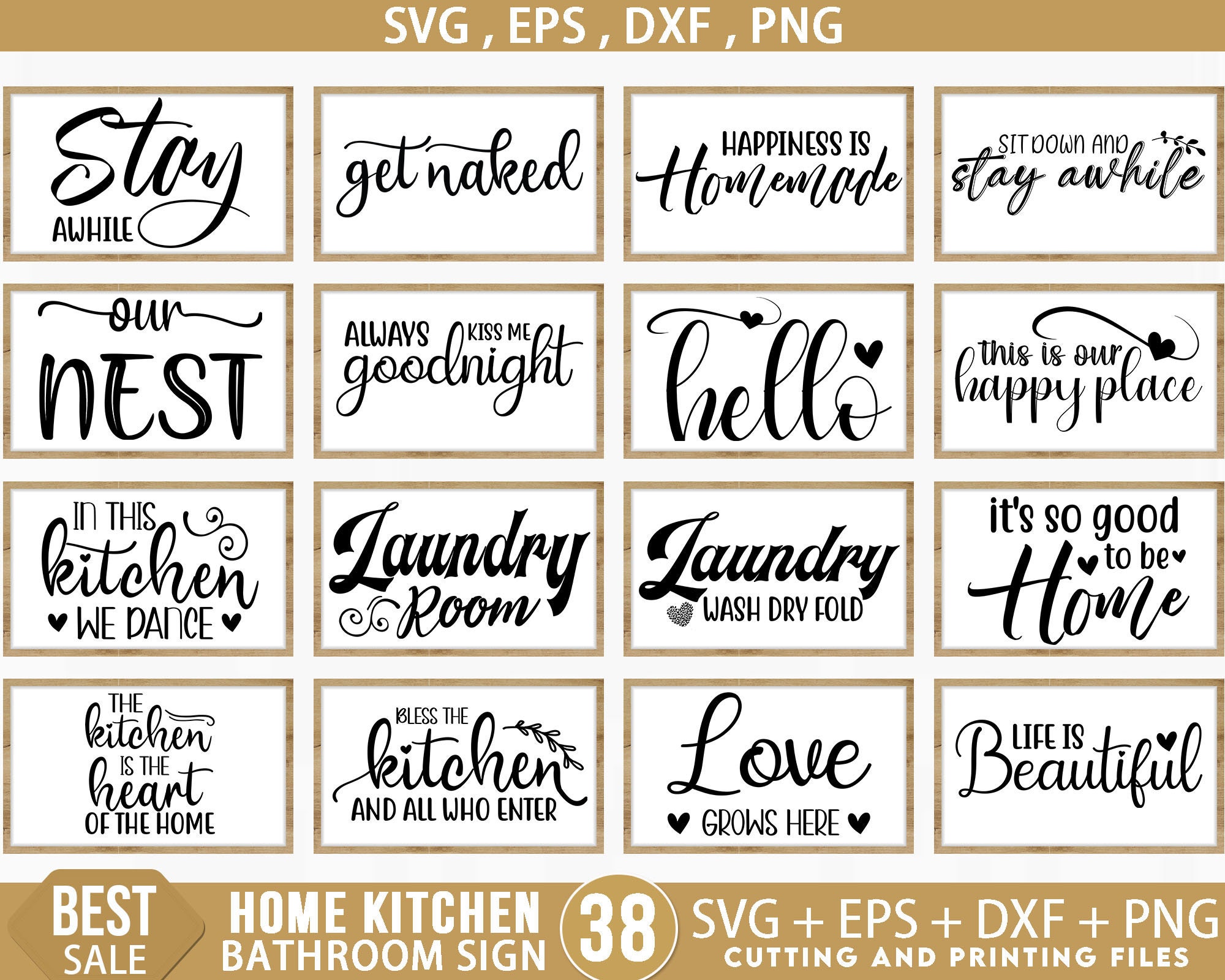 Home Kitchen Bathroom Sign Svg Bundle Cooking Svg Bathroom | Etsy
