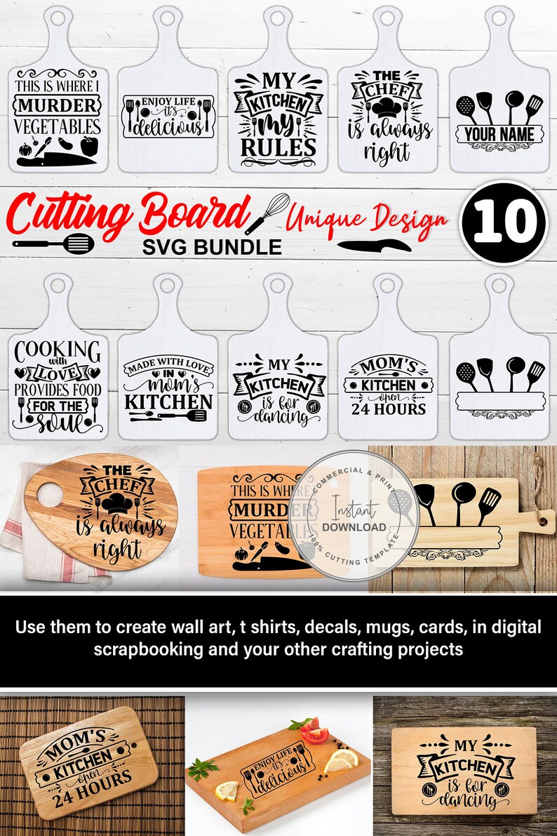 Cutting Board SVG Bundle Wooden Plate Cheese Board Svg - Etsy