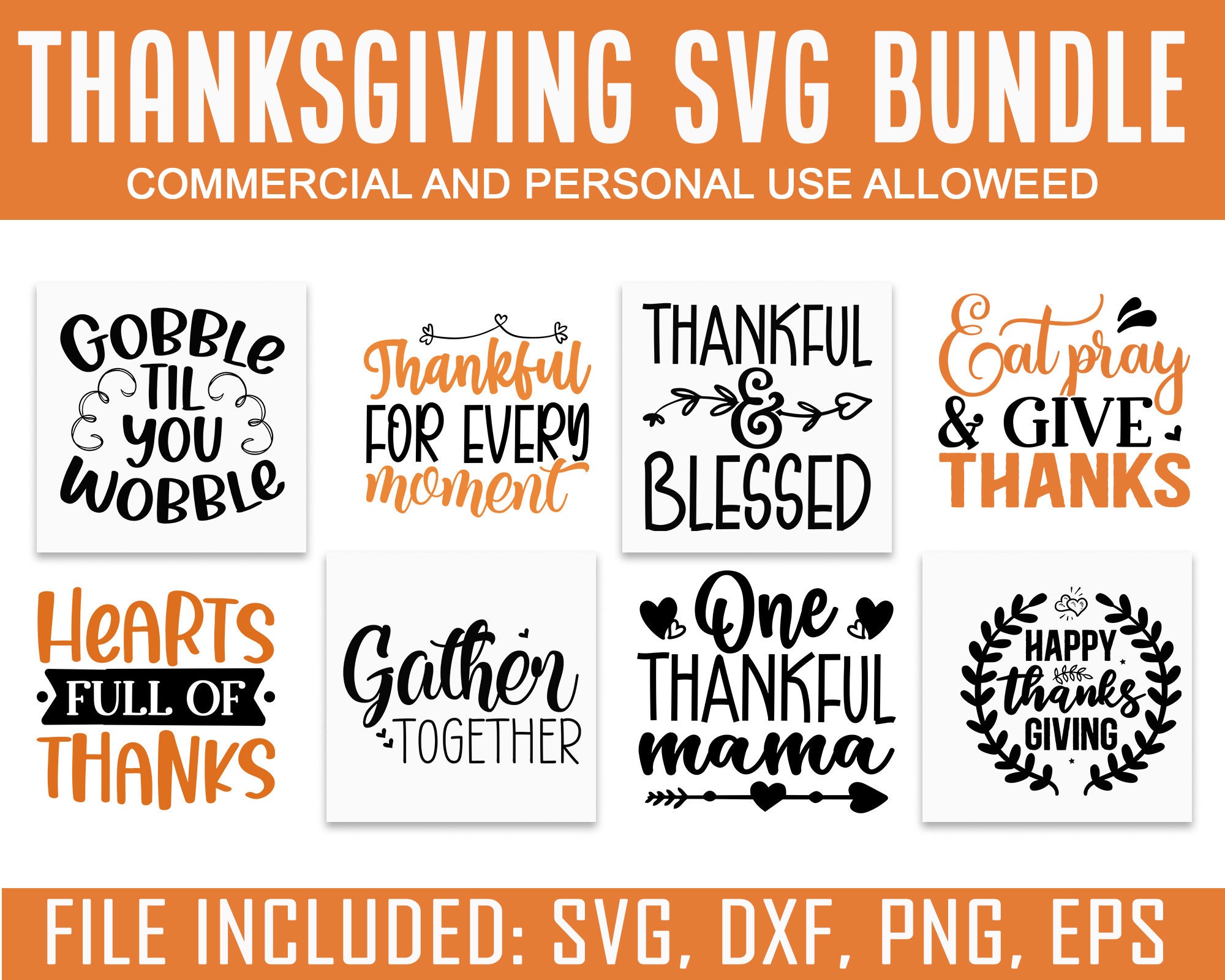 Thanksgiving SVG Bundle Thanksgiving Svg Thankful Svg SVG | Etsy