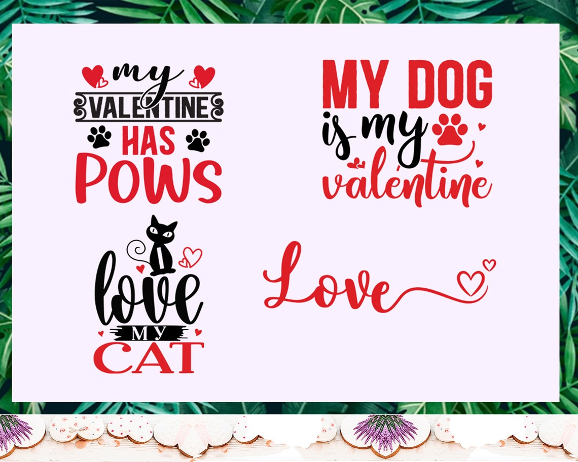 Valentine Pets Svg Bundle Valentine's Svg Valentine Cut - Etsy