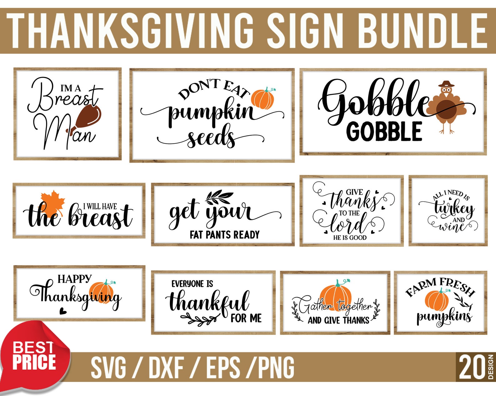 Thanksgiving Sign SVG Bundle Thanksgiving Svg Thankful Svg - Etsy