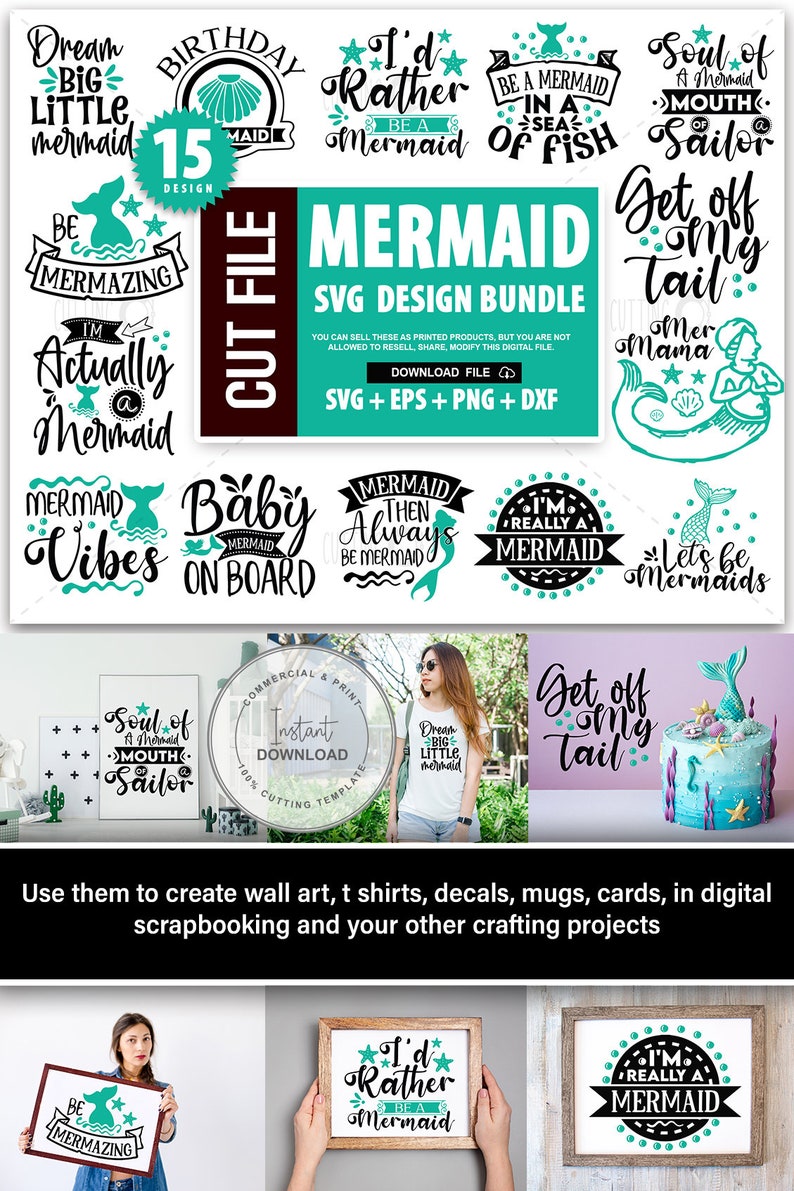Mermaid SVG Bundle Little Mermaid Mermaid Tail svg Mermaid | Etsy