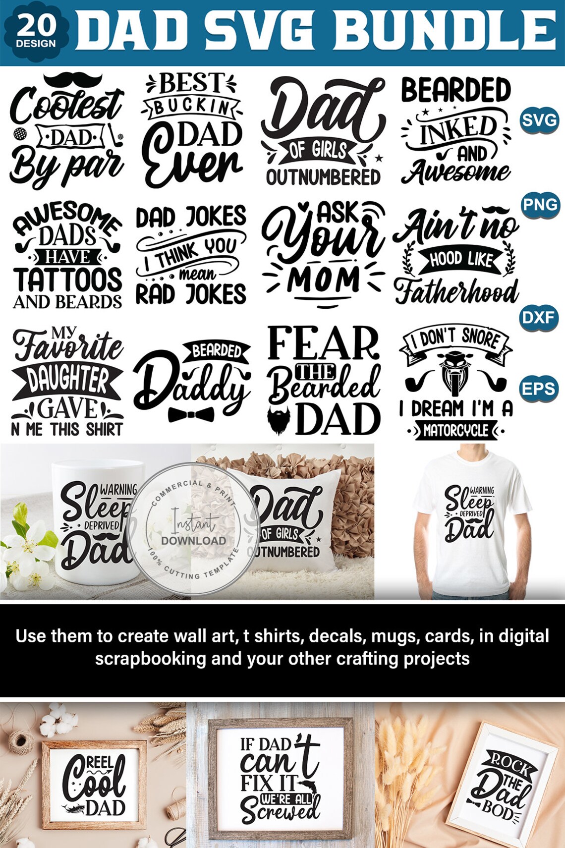 Dad SVG Bundle Fathers day bundle Dad gift svg Daddy shirt | Etsy
