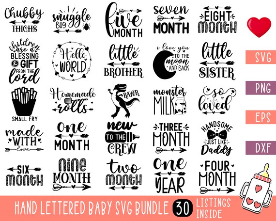Hand Lettered Baby Svg Bundle Baby Onesie SVG Newborn SVG - Etsy