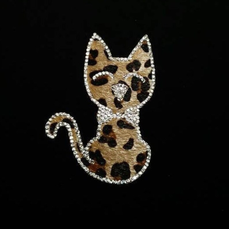 CAT PASTIES - LEOPARD Print Fur Crystal Glitter - Kitty Cat - Handmade ...