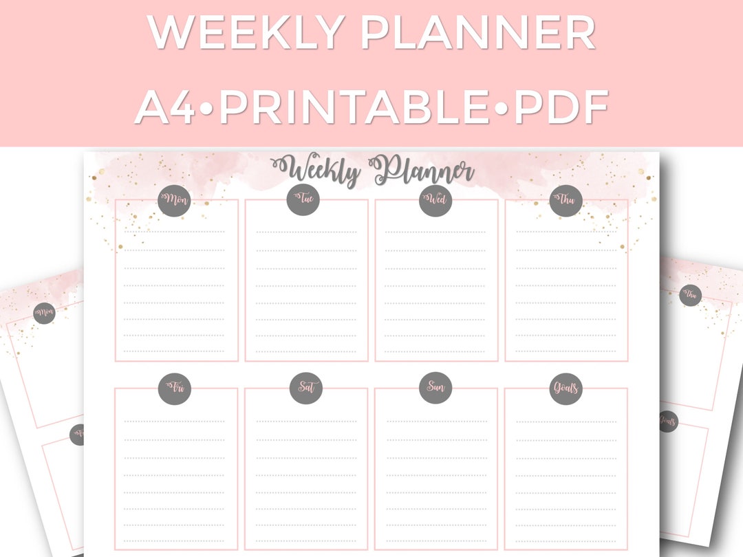Weekly Planner in Blush, Weekly Printable Planner, Weekly to Do List ...