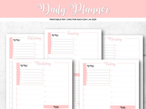 Daily Planner Printable Organise your day Hourly Schedule | Etsy