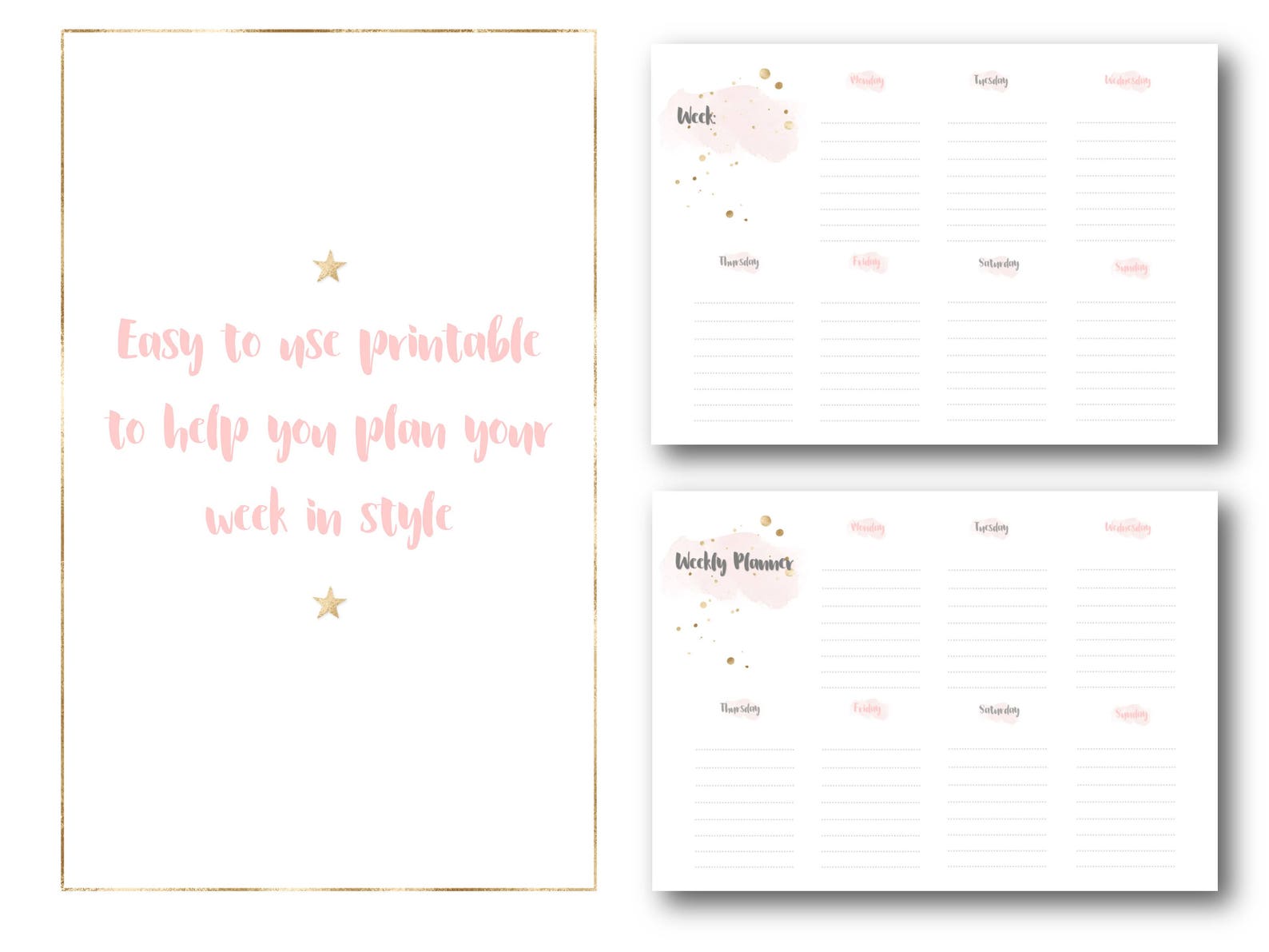 Weekly Planner Printable Blush Pink & Gold Printable Planner | Etsy