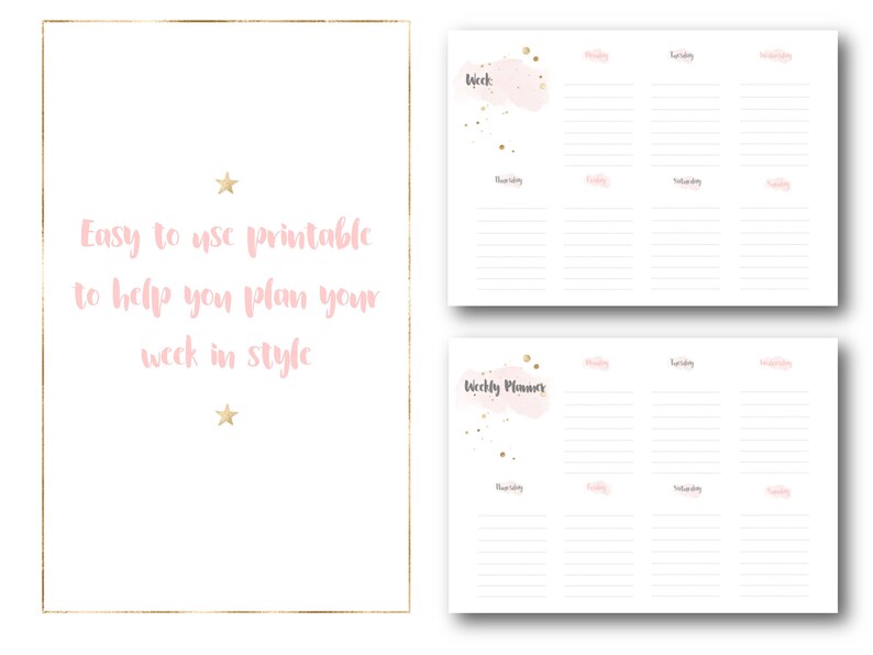 Weekly Planner Printable Blush Pink & Gold Printable Planner | Etsy