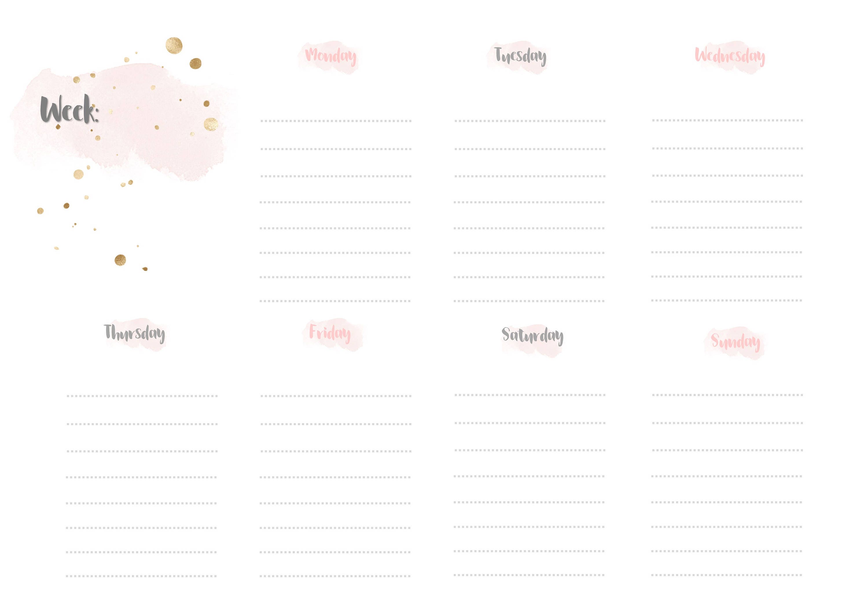 Weekly Planner Printable Blush Pink & Gold Printable Planner | Etsy