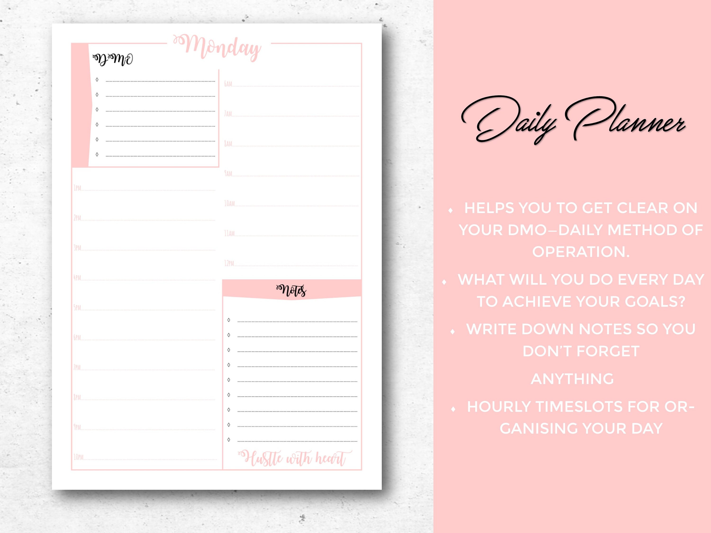 Daily Planner Printable, Organise Your Day, Hourly Schedule, Daily ...