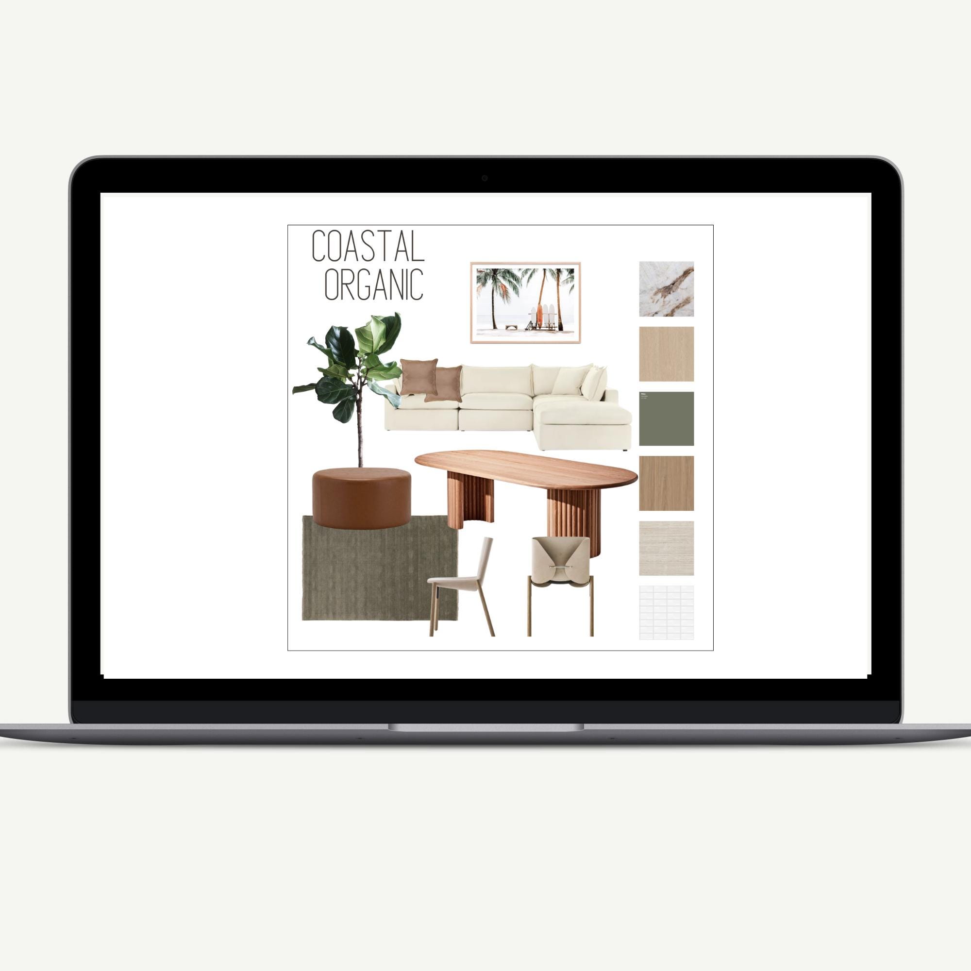 INTERIOR DESIGN MOODBOARD | Canva Template Mood Board | Coastal Organic ...