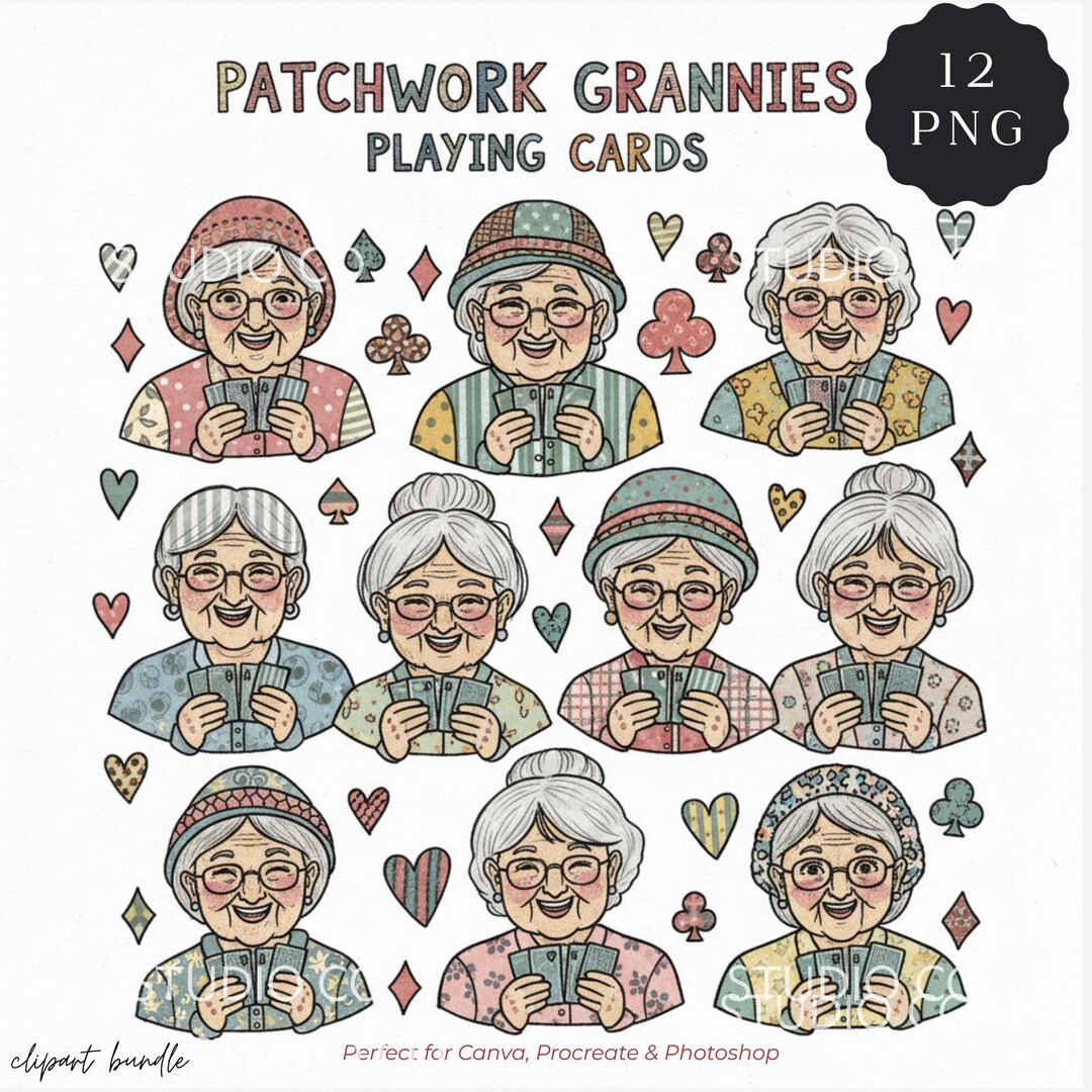 Grannies Playing Cards, PNG Clipart SVG, Giftful Grandma Funny ...