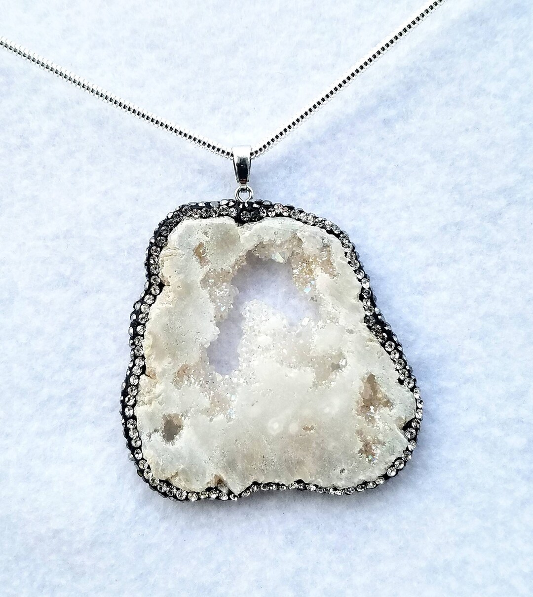Sparkling White Serenity Sparkling White Stone With Bkack - Etsy