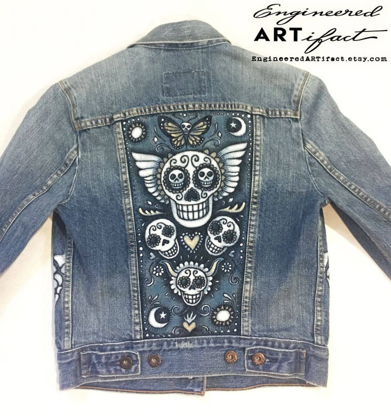 Dia De Los Muertes Hand-painted Denim Jacket - Levi's Denim - US Women ...