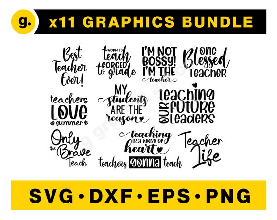 Teacher Bundle x11 SVG Graphic File for Cricut Cameo POD | Etsy