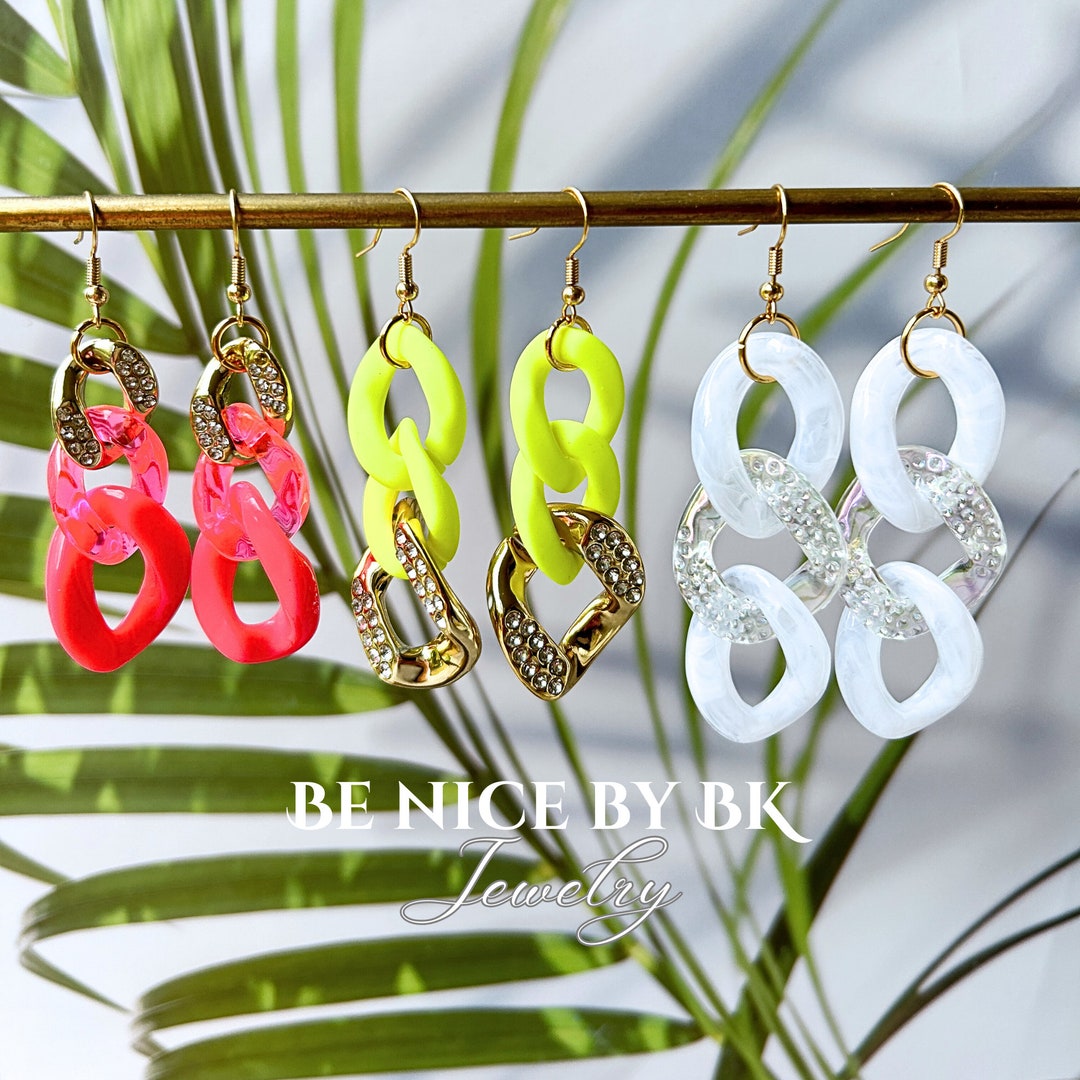 Statement Earrings, 2000s Style, Y2K Style, Acrylic Jewelry, Long ...