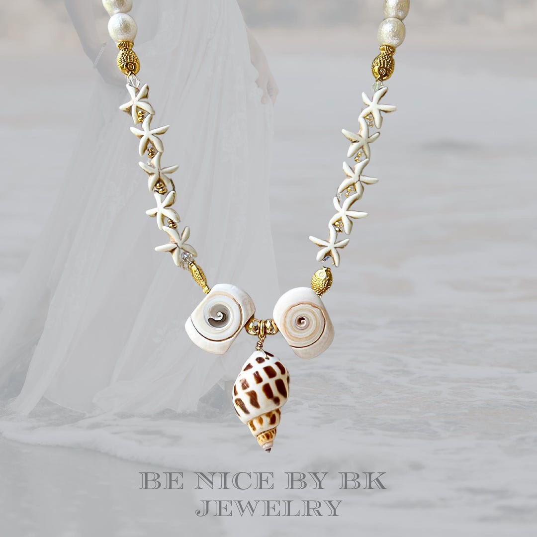 Shell Necklace for Women in Boho Style With 24k Gold-plated Pearls ...