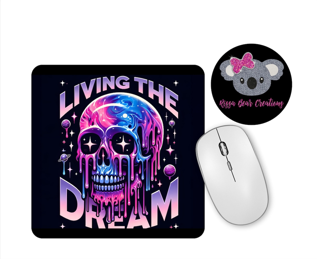 Trippy Skeleton "living the Dream" Mouse Pad | Psychedelic Mouse Pad ...
