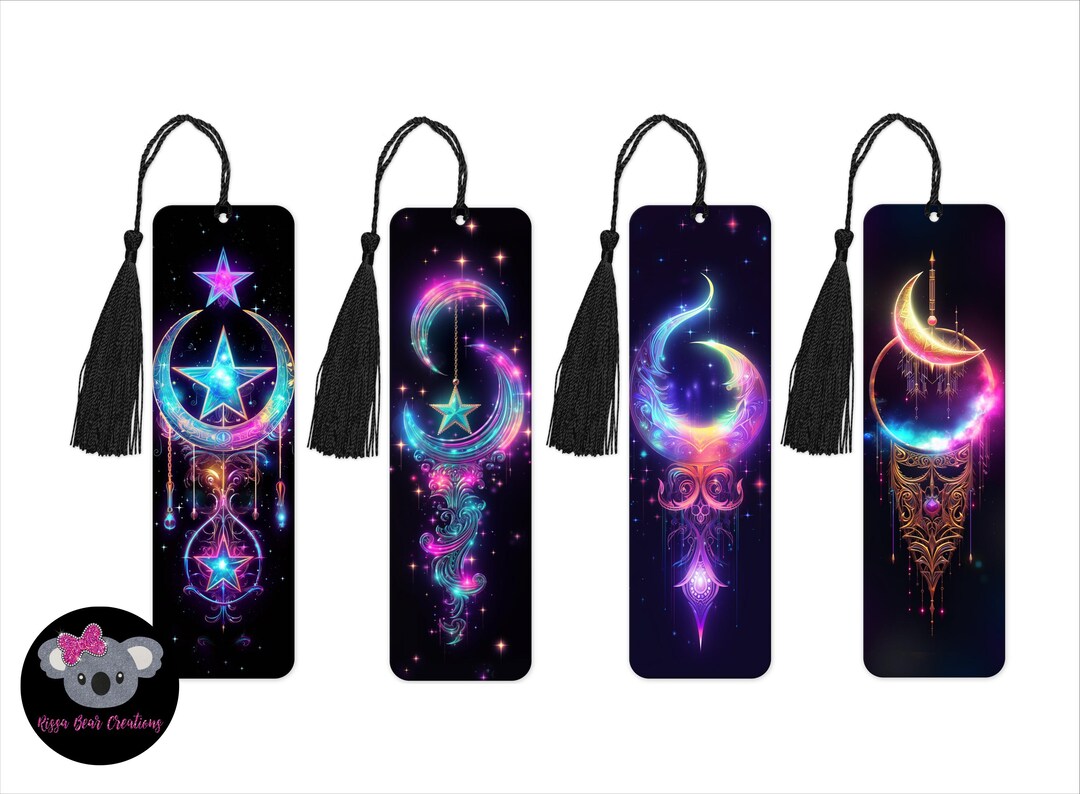 Glowing Neon Moon Bookmark Set | Moon Bookmark Set | Moon Bookmark Set ...