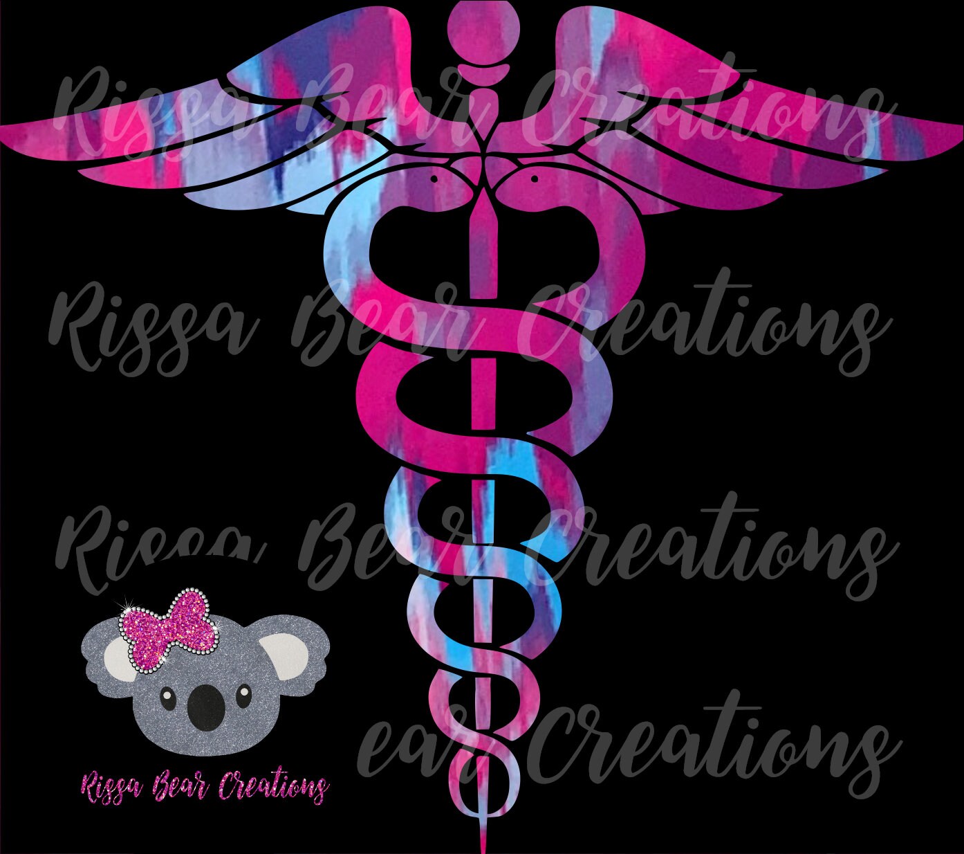 Caduceus Vinyl Decal Caduceus Holographic Glitter Sticker | Etsy