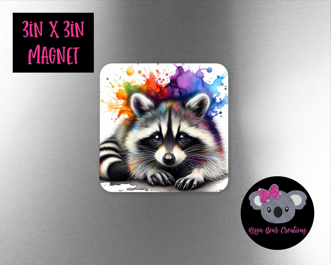 Rainbow Watercolor Racoon Magnet Rainbow Racoon Magnet Racoon Magnet ...