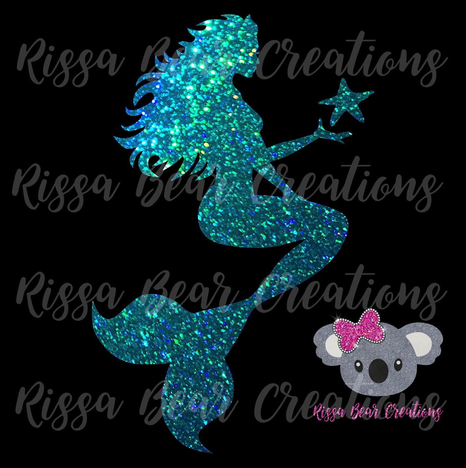 Mermaid vinyl decal holographic glitter mermaid sticker | Etsy