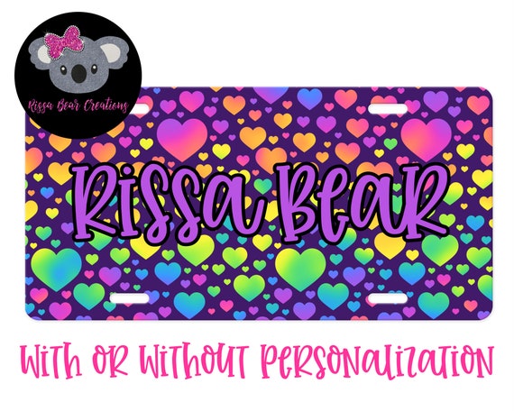 Personalized Nostalgic 90s Rainbow Hearts License Plate Car - Etsy