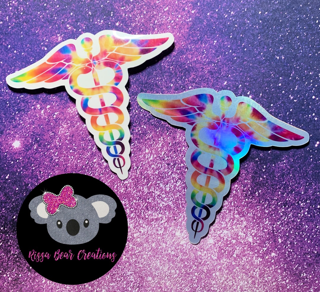 Caduceus Holographic Die Cut Sticker Caduceus Sticker - Etsy