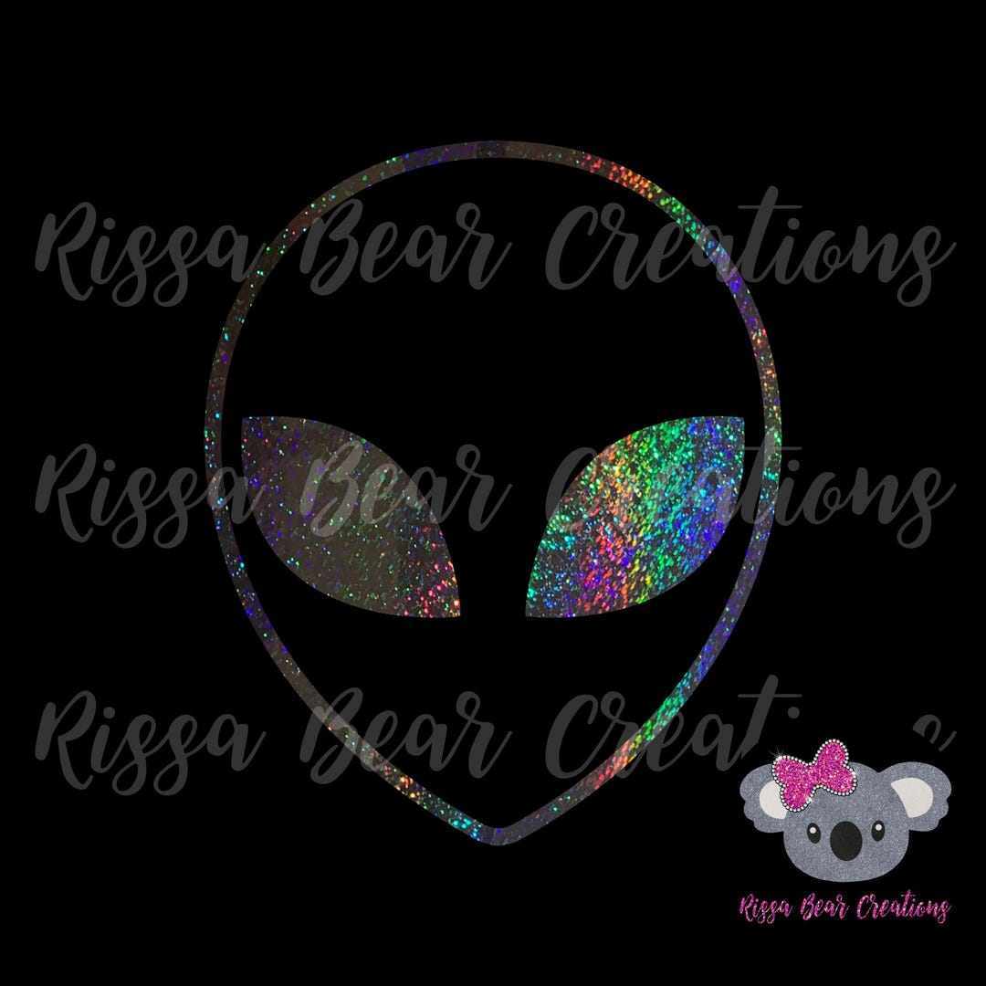 Alien Holographic Glitter Decal Holographic Glitter Alien Sticker ...
