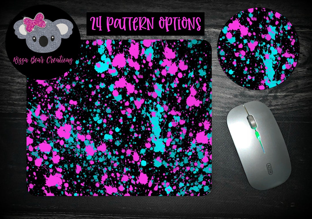 Neon Paint Splatter Mouse Pad and Coaster Set Paint Splatter Mouse Pad ...