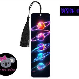 Glowing Neon Planets Bookmark Set Neon Planets Bookmark Set Galaxy ...