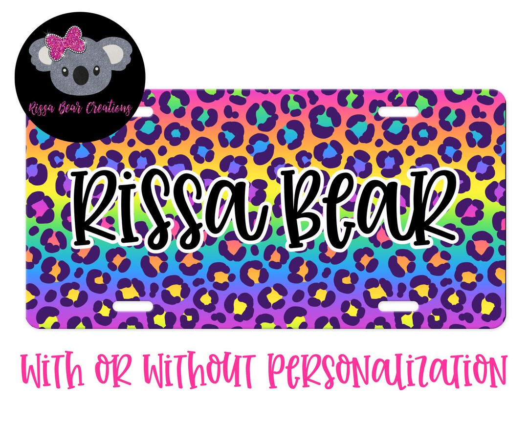 Personalized Nostalgic 90s Rainbow Leopard Print License Plate Car Tag ...