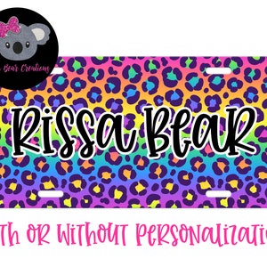 Personalized Nostalgic 90s Rainbow Leopard Print License Plate Car Tag ...