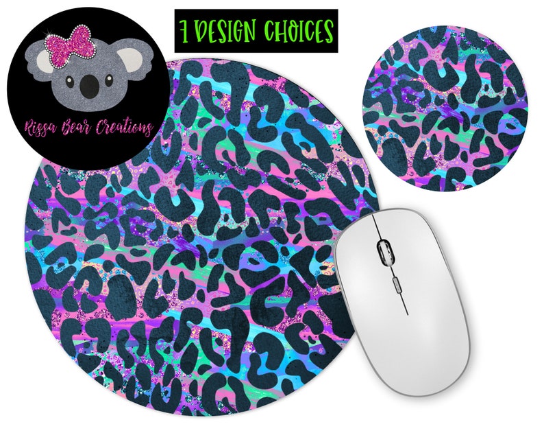 Colorful Animal Print Mouse Pad and Coaster Set Rainbow - Etsy