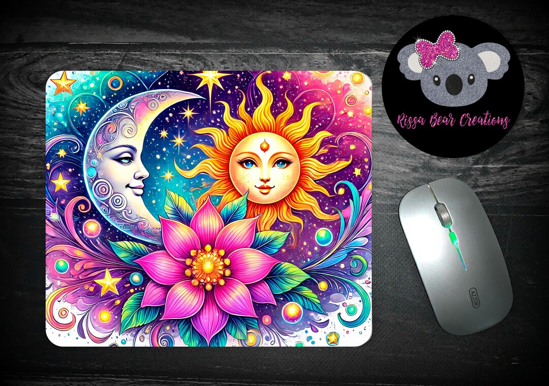 Mystical Sun and Moon Mouse Pad | Cosmic Sun and Moon Mouse Pad ...