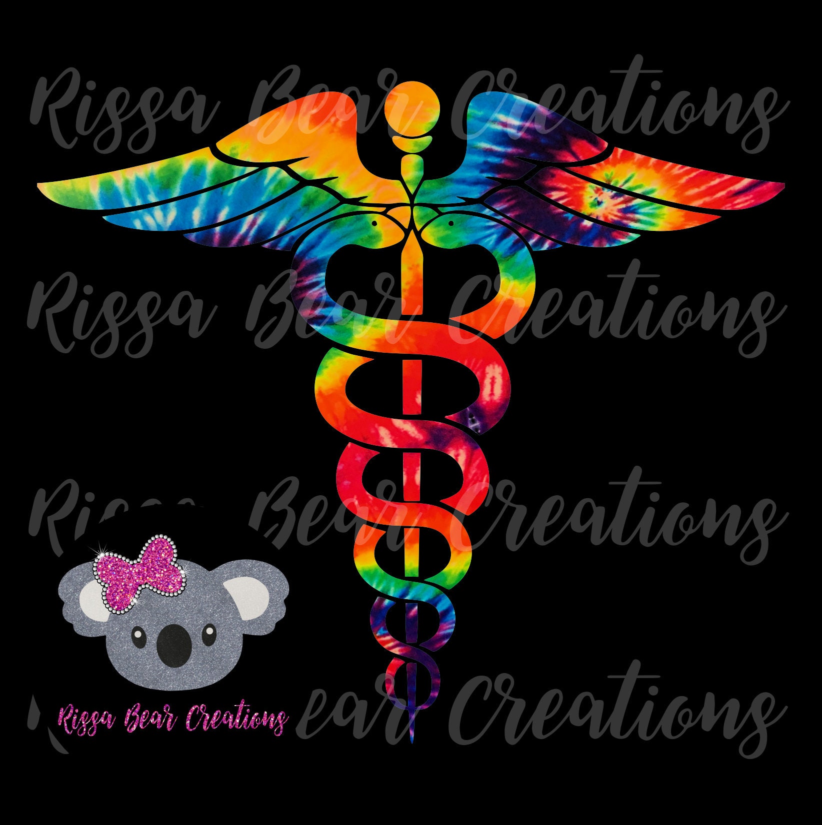 Caduceus Vinyl Decal Caduceus Holographic Glitter Sticker | Etsy